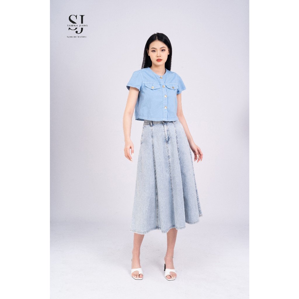 Áo Sơ Mi Denim Nữ SM2, Áo sơ mi nữ jean Cao Cấp Vải Dày Co Giãn ...