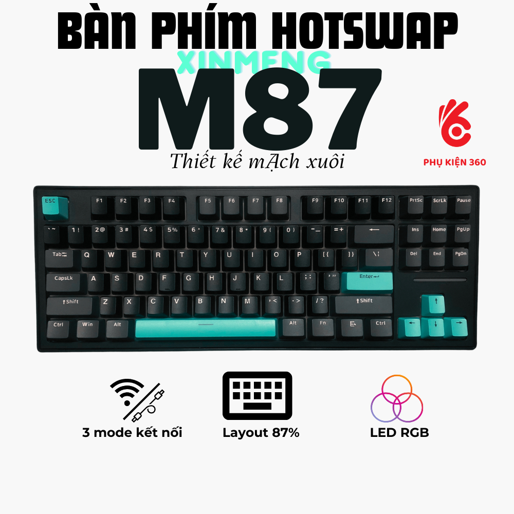 Bàn phím cơ gaming không dây Xinmeng M87 pro - 3 chế độ kết nối - Led ...