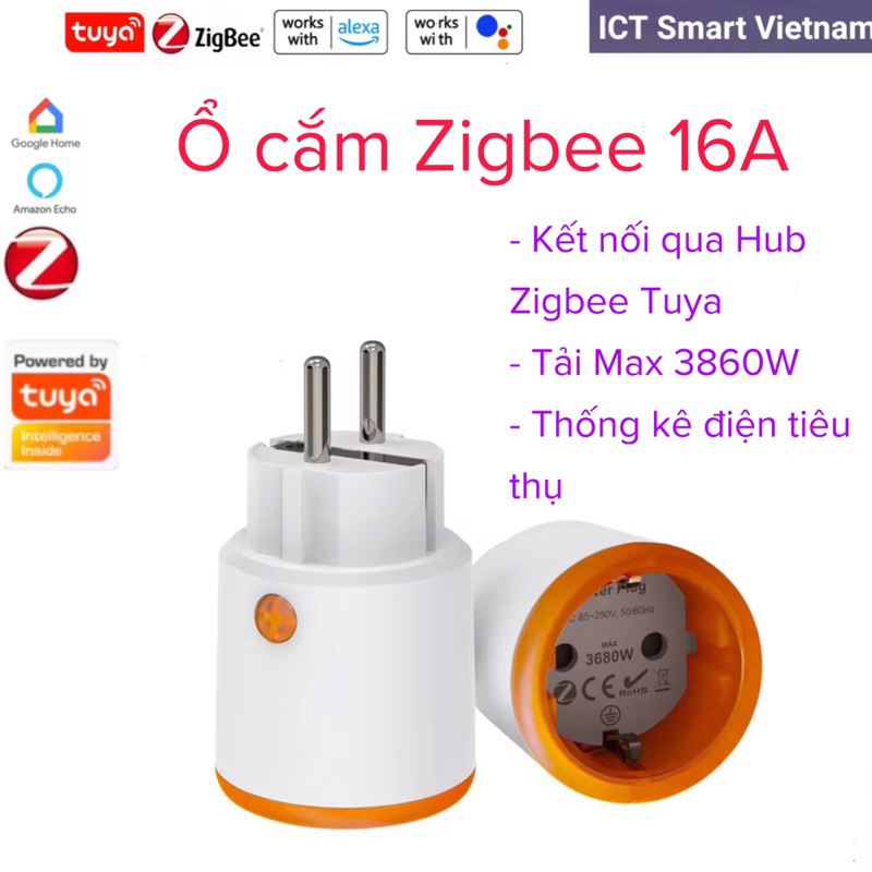 Ổ cắm Zigbee Tuya 16A/20A chuẩn EU 2 chân tròn | Shopee Việt Nam