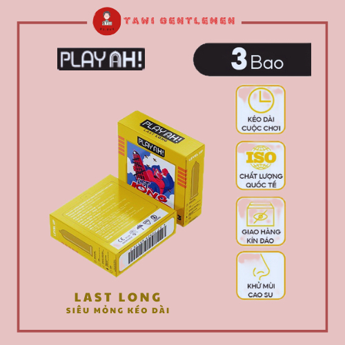 [Playah] Bao Cao Su PlayAh Last Long Siêu Mỏng Kéo Dài Quan Hệ Thời Gian Hộp 3/10 size 52mm ...