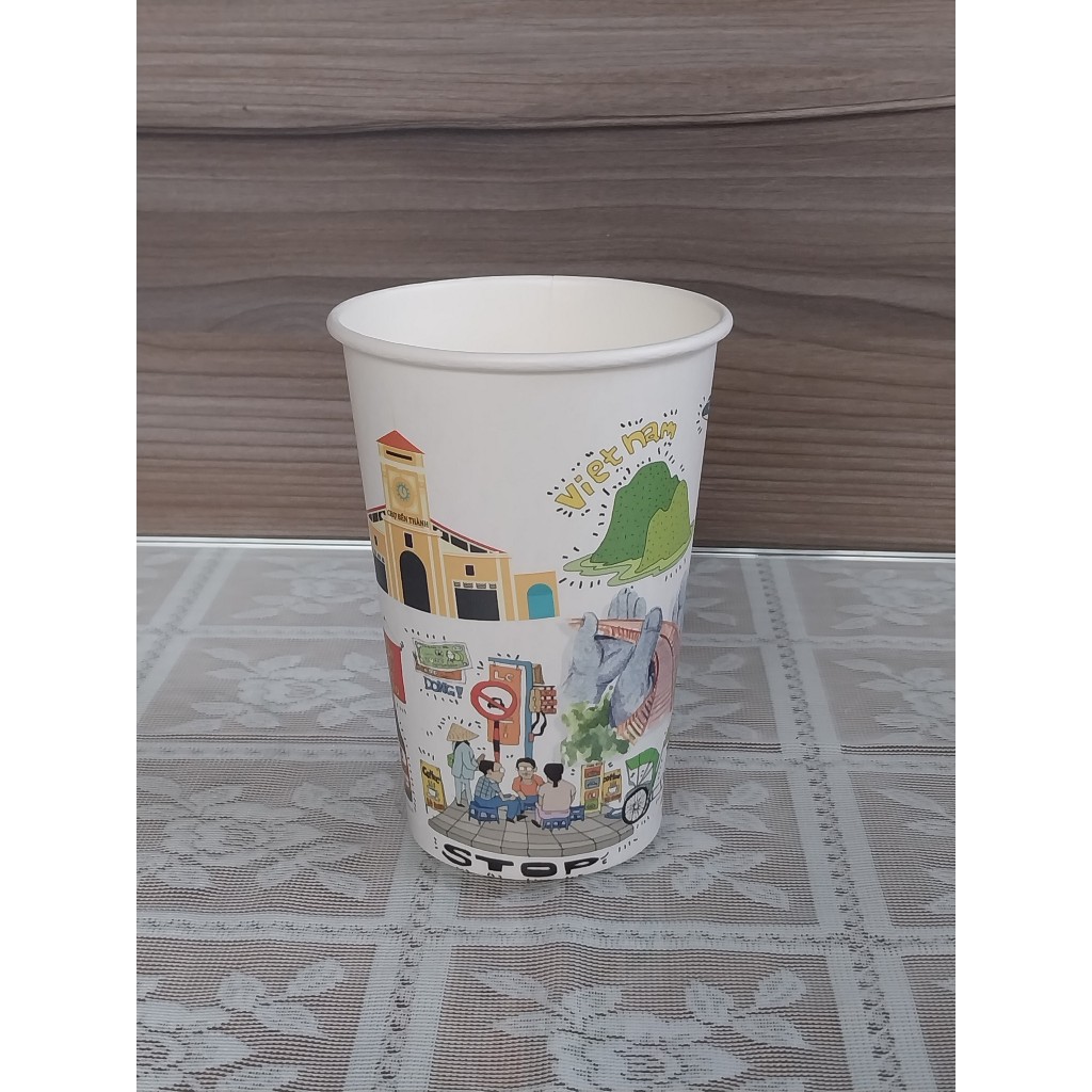 100 ly giấy 16oz (480ml) 2PE in hình thân thiện mỗi trường không gồm nắp | Shopee Việt Nam