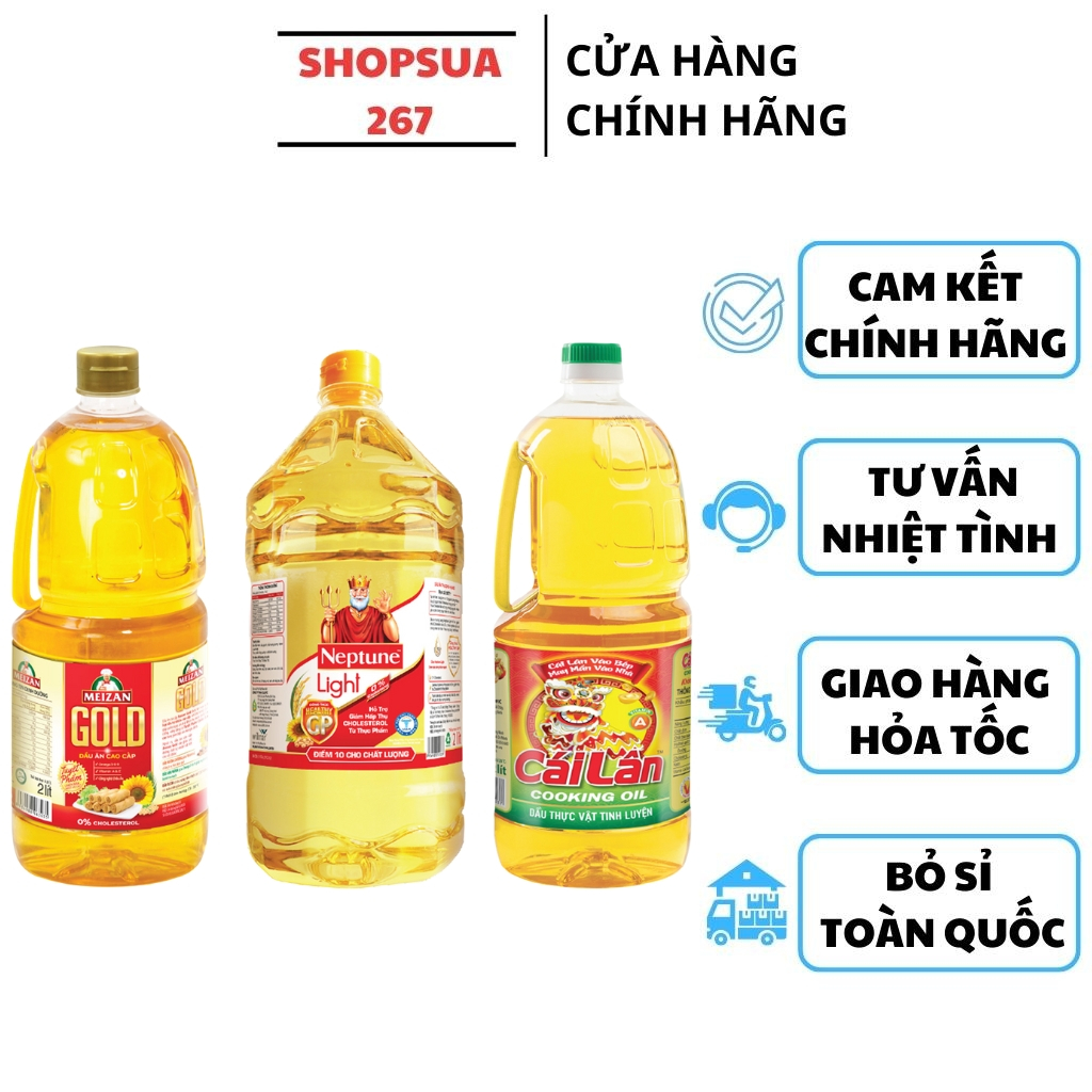 Dầu Ăn Meizan Gold/ Cái Lân/ Neptune Light - Chai 2L | Shopee Việt Nam