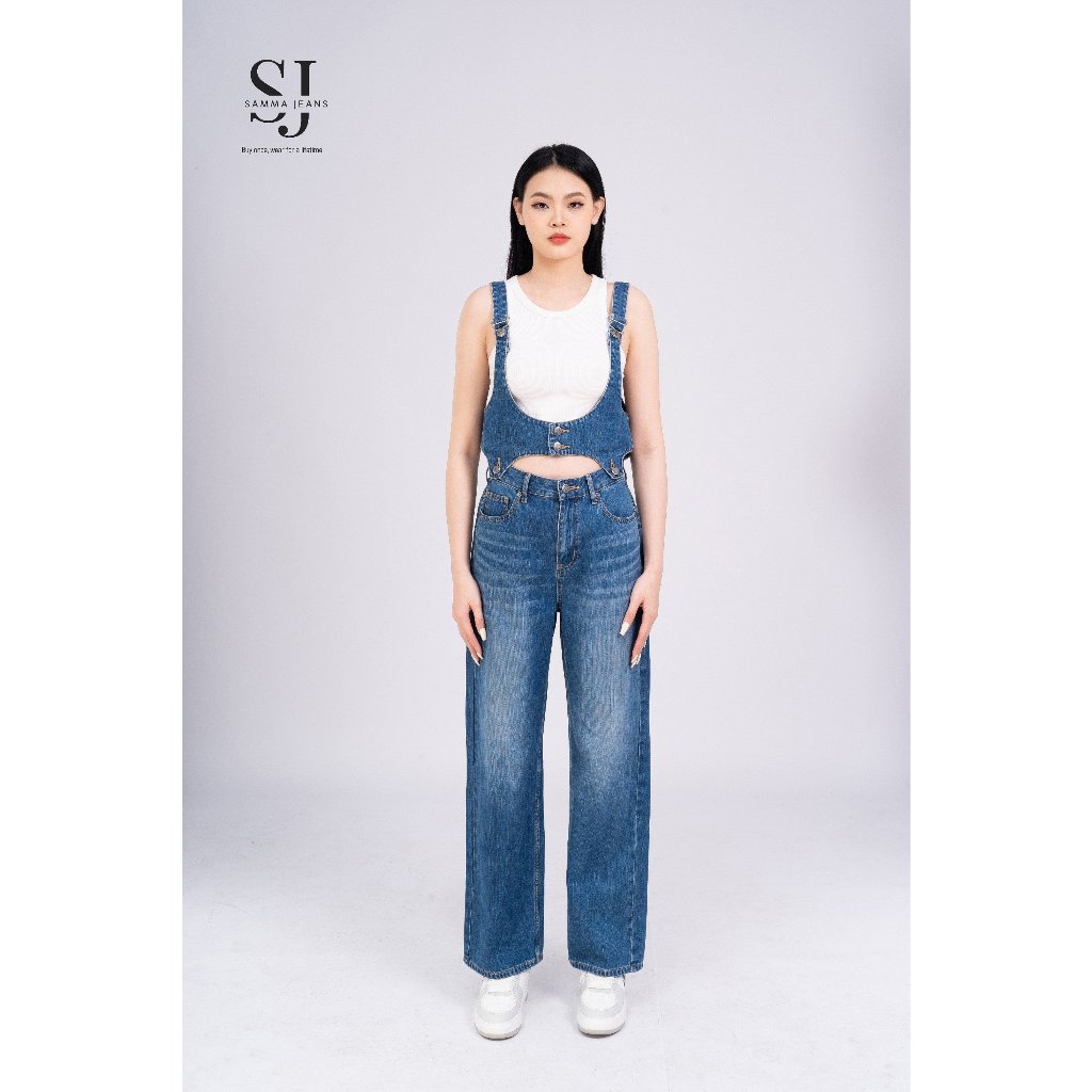Bộ quần + Áo yếm nữ ngắn SJY02 siêu hot, quần bò nữ cá tính chất denim ...