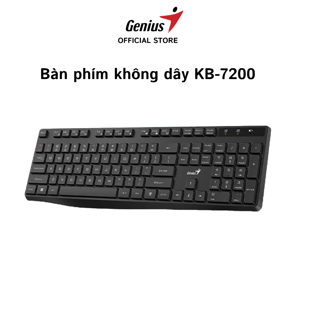 Bàn phím không dây Genius KB-7200 màu đen full size, USB 2.4GHz có phím ...