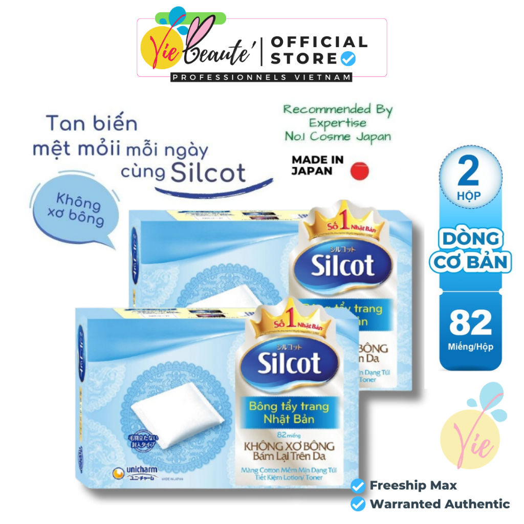 COMBO 2 HỘP BÔNG TẨY TRANG SILCOT JAPAN Hộp 82 miếng - Silcot Unicharm ...