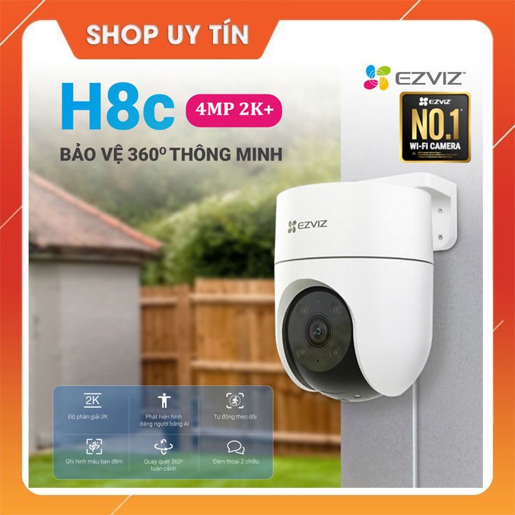 Camera Wifi EZVIZ Xoay 360 Độ Ngoài Trời H8C 2K Độ Phân Giải 3MP. Tích hợp AI Thông Minh, Kết ...