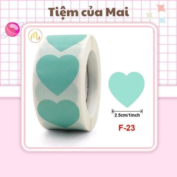 Cuộn 500 nhãn dán Sticker, basic hình trái tim size 2.5cm. Chỉ việc gỡ ...