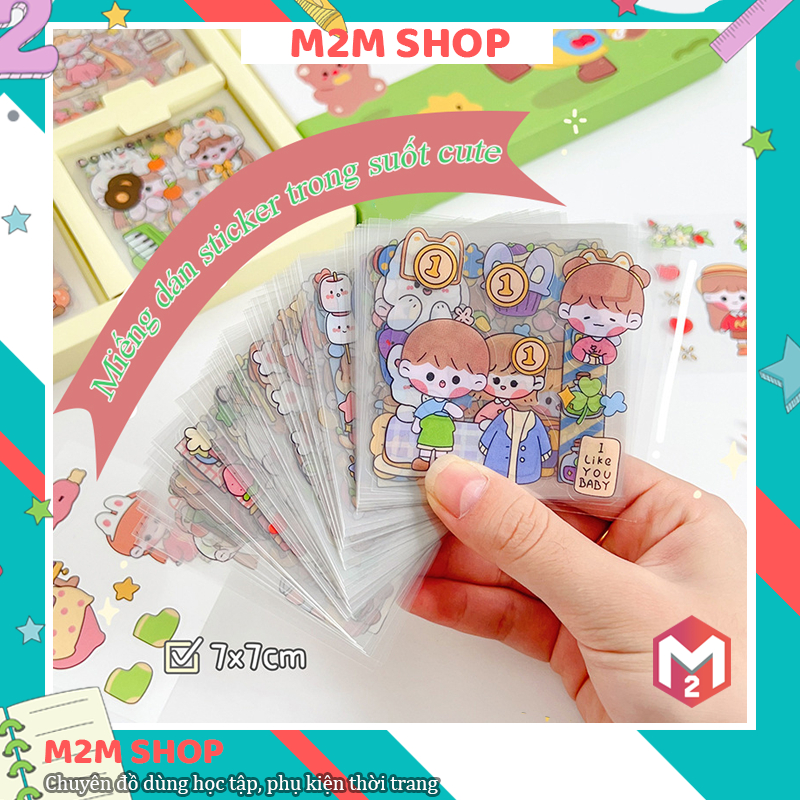 Miếng dán sticker trong suốt trang trí nhiều hình cô gái hoạt hình dễ ...
