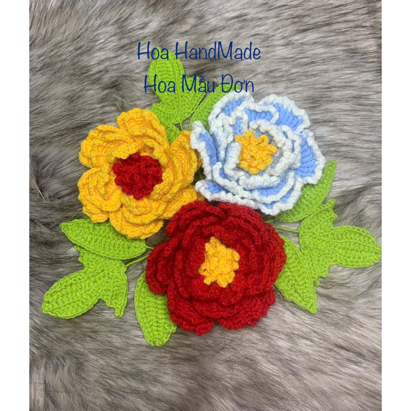 hoa len HandMade hoa mẫu đơn | Shopee Việt Nam