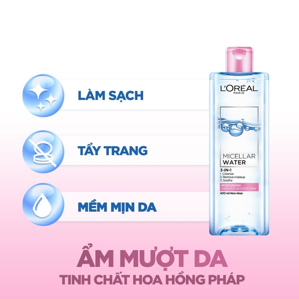 Nước Tẩy Trang Loreal Paris Micellar Water 3-in-1 400ml | Shopee Việt Nam