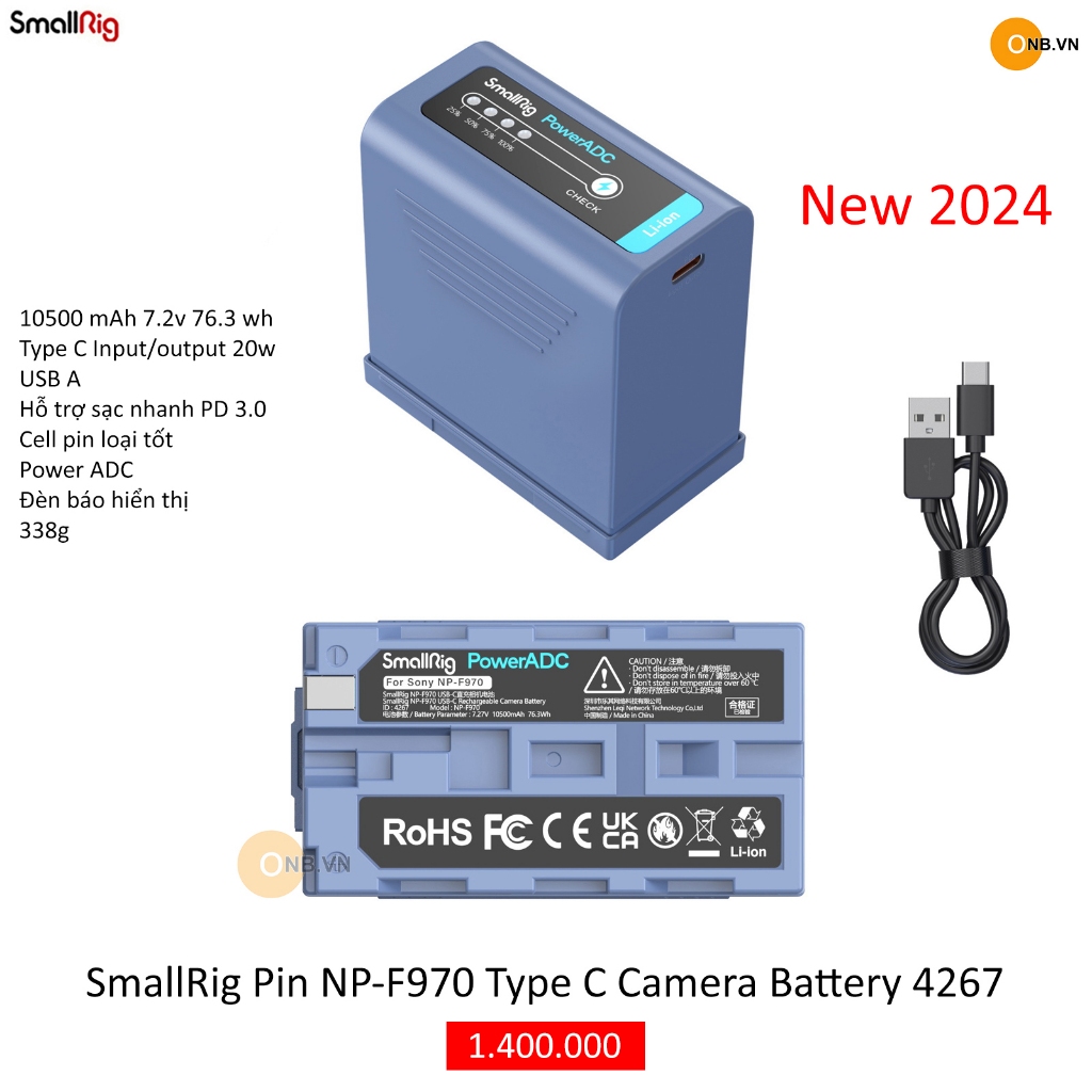SmallRig Pin NP-F970 Type C Camera Battery 4267 | Shopee Việt Nam