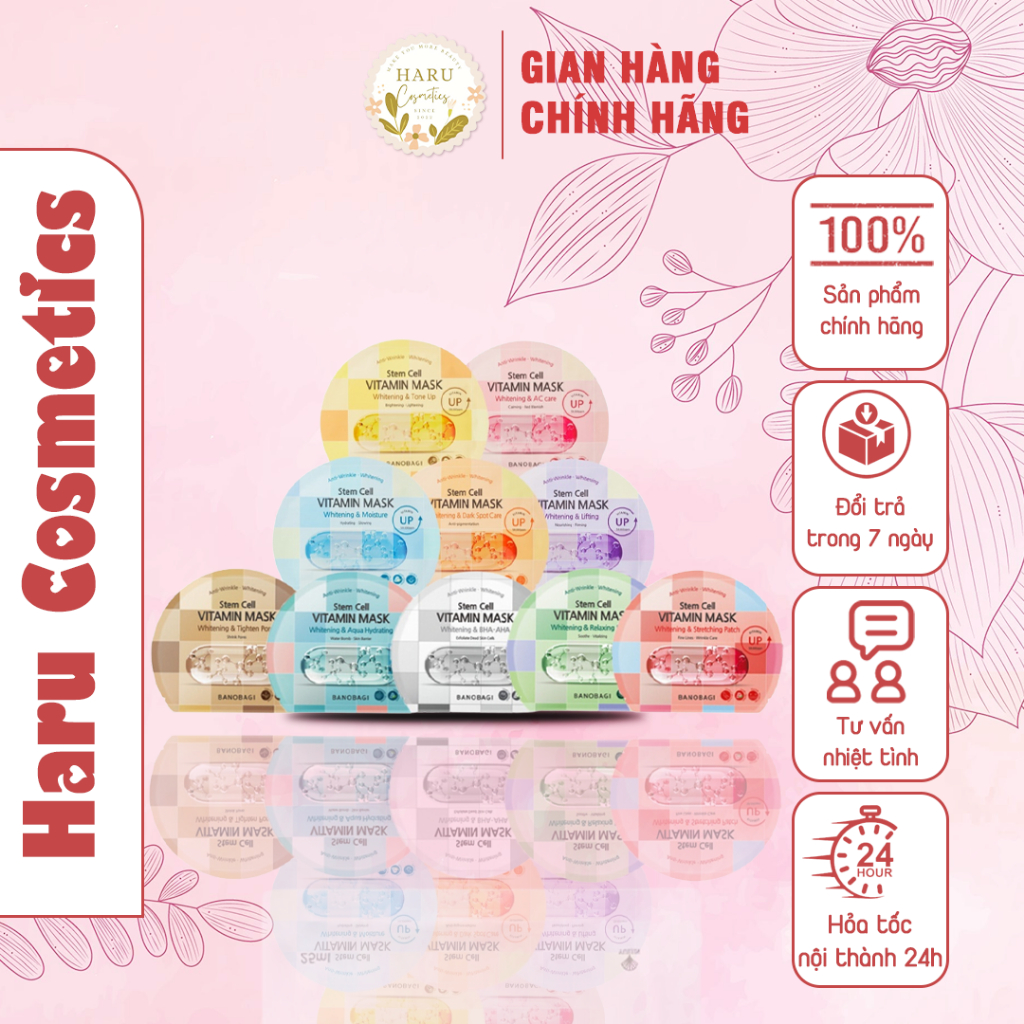 Mặt Nạ Dưỡng Da BANOBAGI Stem Cell Vitamin Mask Haru Cosmetics Mặt Nạ Cấp Ẩm Dưỡng Trắng Làm Dịu ...