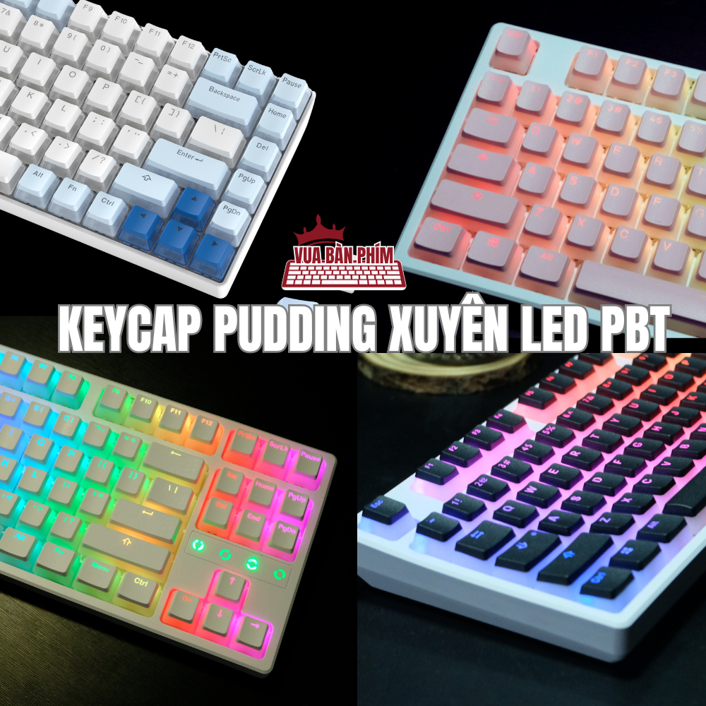 Bộ keycap xuyên led pudding profile OEM nhựa PBT double shot nhiều màu ...