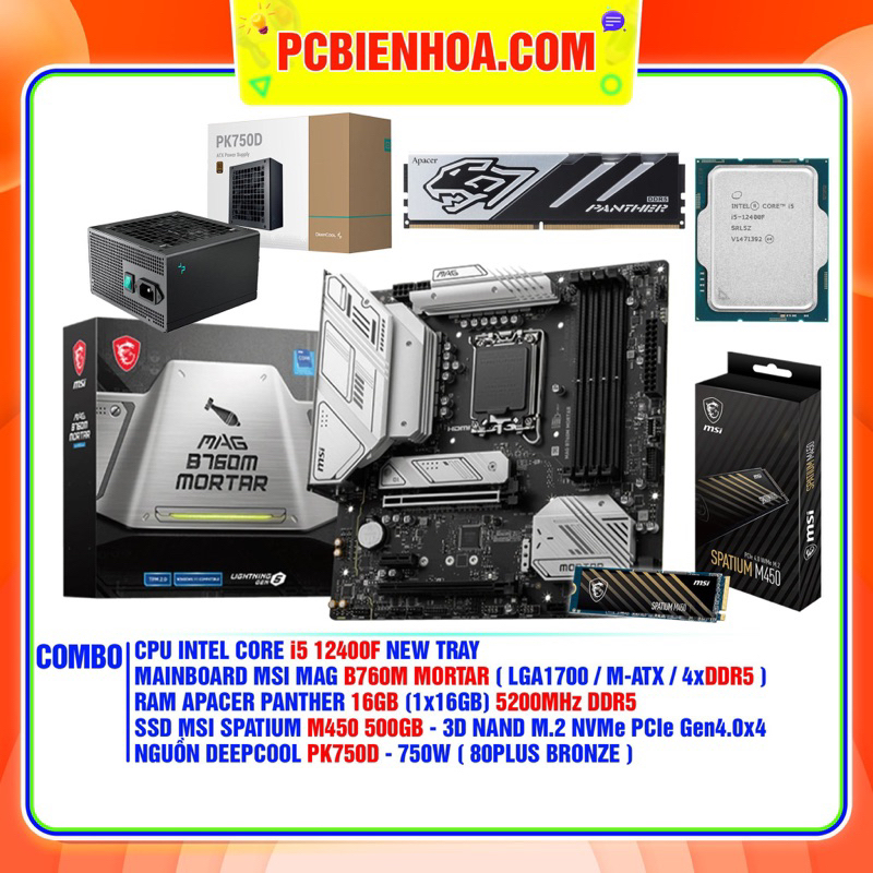 Combo máy tính I5 12400F B660M 16G 500G 750W- 36T | Shopee Việt Nam