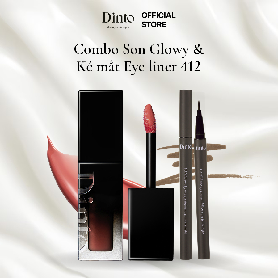Combo Son Tint Bóng Thuần Chay DINTO Son Kem Lì DINTO và Bút Kẻ Mắt Chống Nước DINTO 412 ...