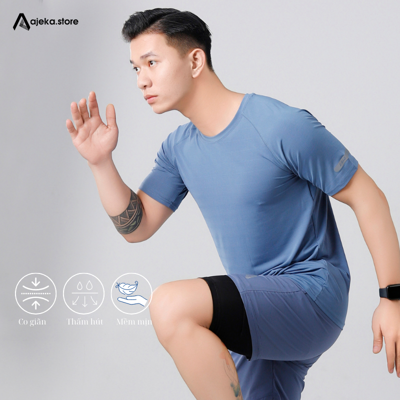Áo thun nam thể thao cổ tròn A JE.KA J08 chất vải coolmax thông thoáng mềm mịn | Shopee Việt Nam