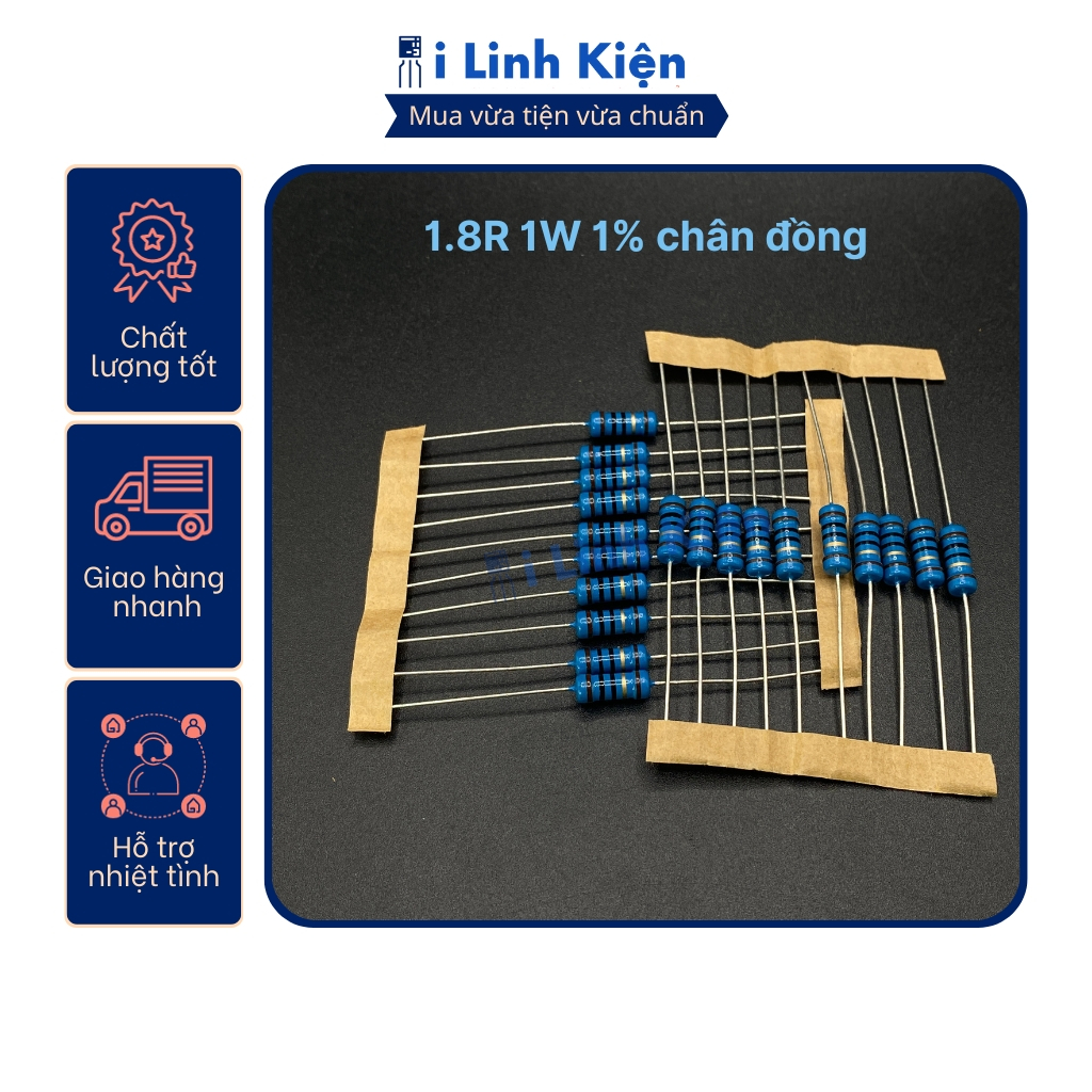 Điện trở vạch 1W 1.8R 1% chân đồng (10c) | Shopee Việt Nam