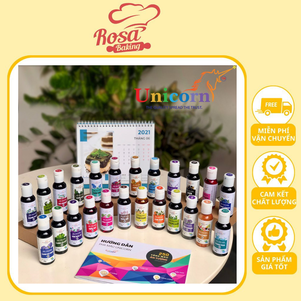 Màu thực phẩm Unicorn 60g (24 màu) làm bánh rau câu, bánh kem - Rosa ...