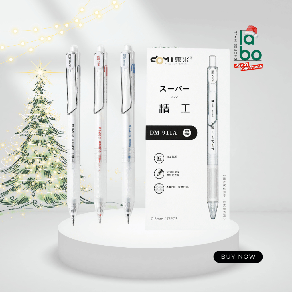 Bút Bi Bấm Mực Gel Domi 911A Thiết Kế Basic Mực Đen Xanh Đỏ Ngòi 0.5mm ...