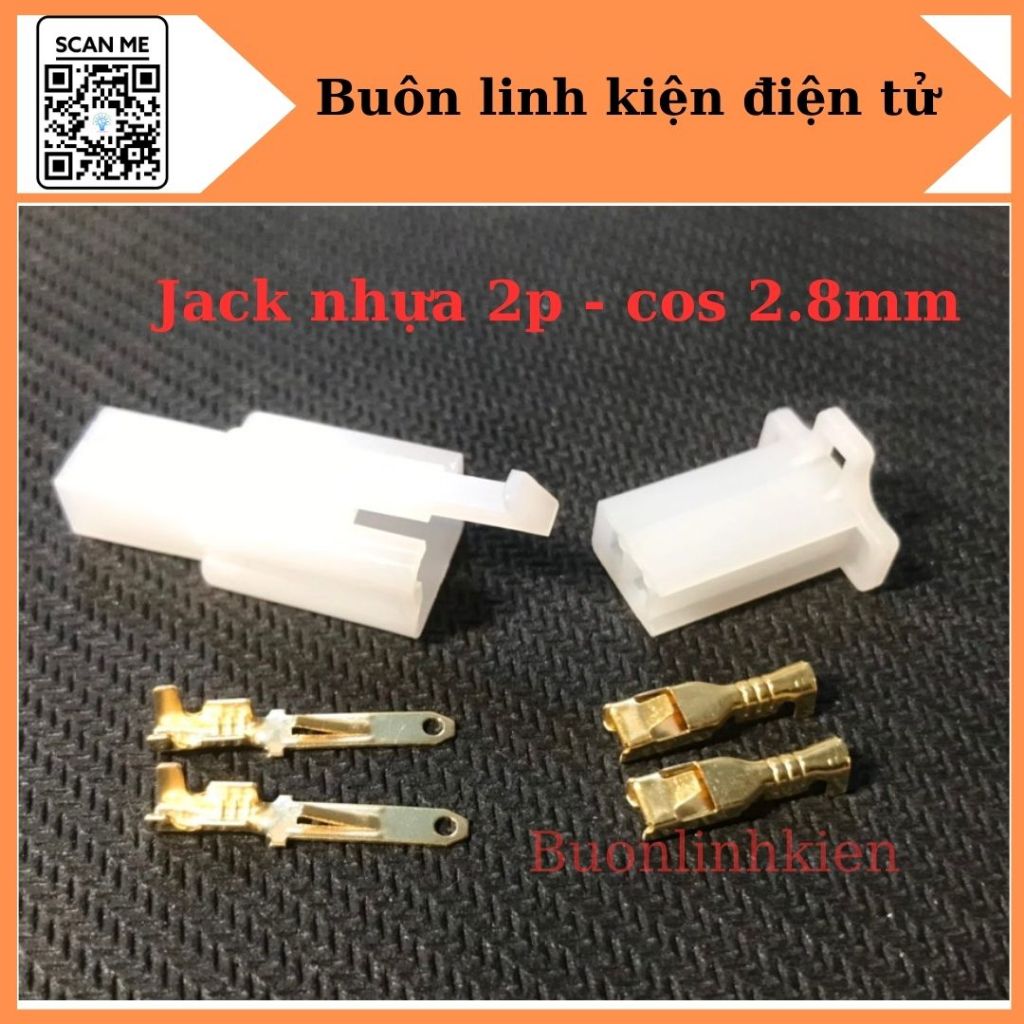 Jack kết nối 2p, bộ dây kết nối đực cái 2.8, jack nhựa 2p dùng cho ô tô - xe máy (10 bộ ...