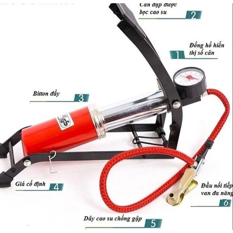 Bơm đạp chân mini 1 pittong, bơm xe đạp xe máy nhỏ gọn dễ dàng - HM547 ...