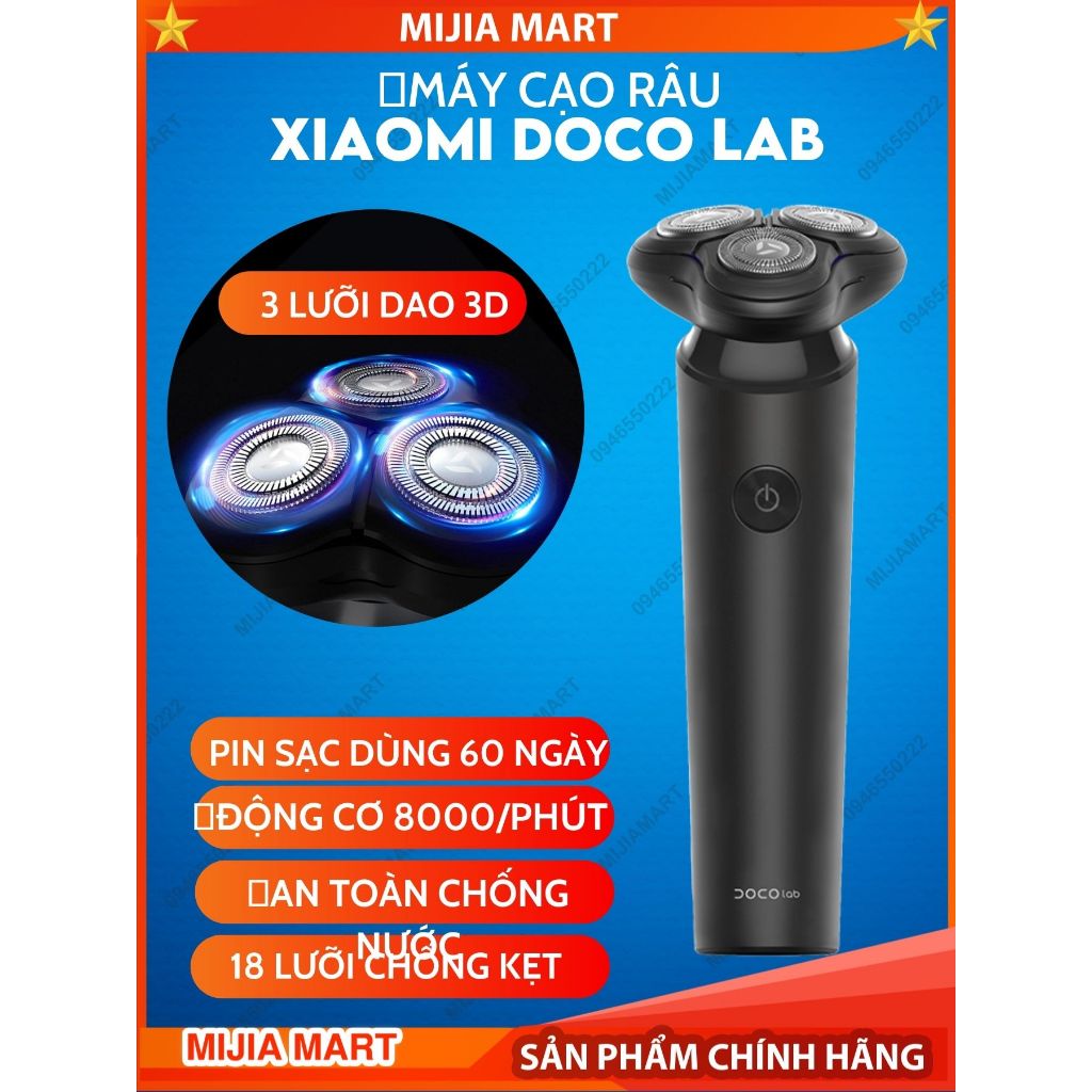 Máy cạo râu Xiaomi Doco BlackRazor. 3 lưỡi độc lập 3D. Pin 60 ngày | Shopee Việt Nam