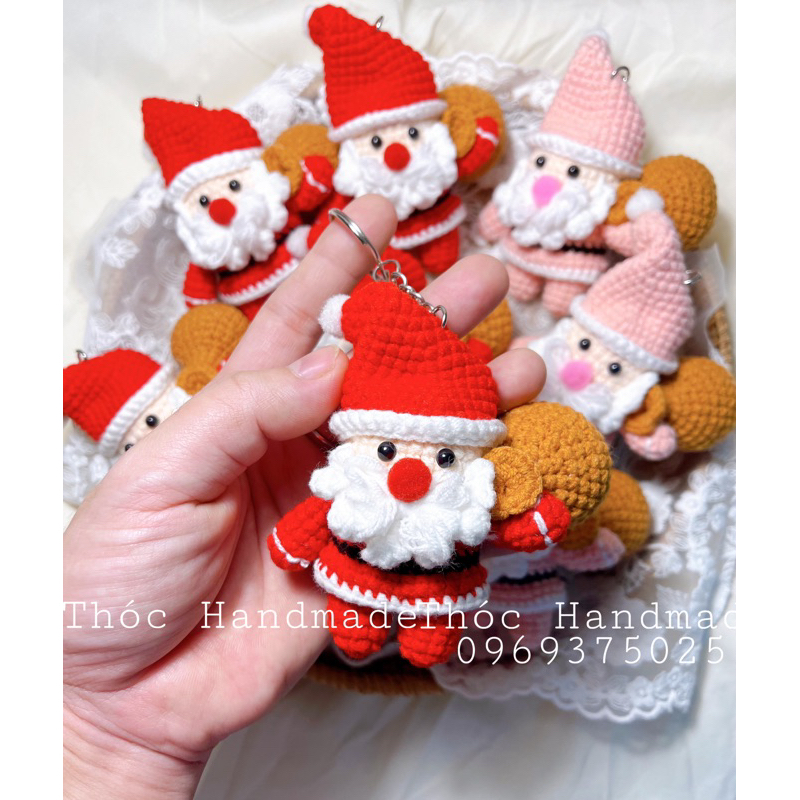 Móc khoá ông già Noel bằng len Handmade làm quà tặng/trang trí(Hàng có ...