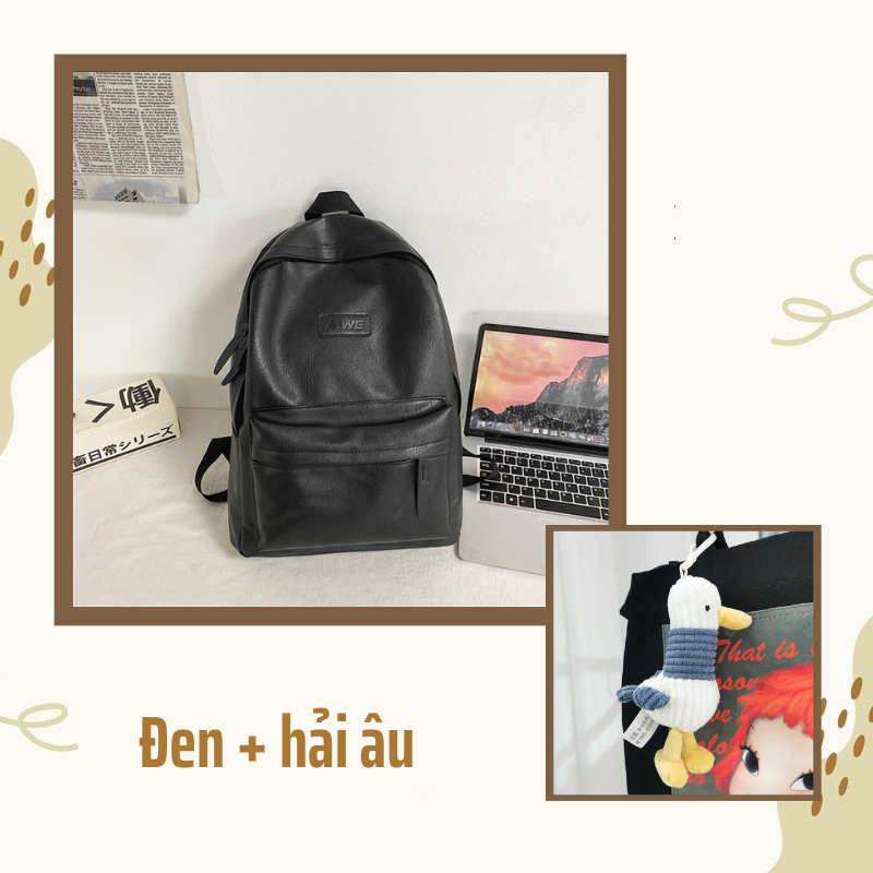 Balo đi học ulzzang nam nữ balo da pu trơn thời trang chống nước cá tính đựng vừa laptop 15 6 ...