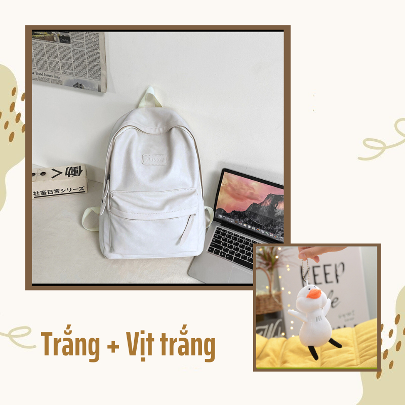 Balo đi học ulzzang nam nữ balo da pu trơn thời trang chống nước cá tính đựng vừa laptop 15 6 ...