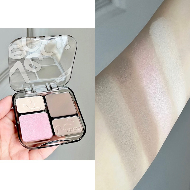 [Sẵn] VEECCI - Bảng Tạo Khối Bắt Sáng Tích Hợp Má Hồng VEECCI 4 Màu Tự ...