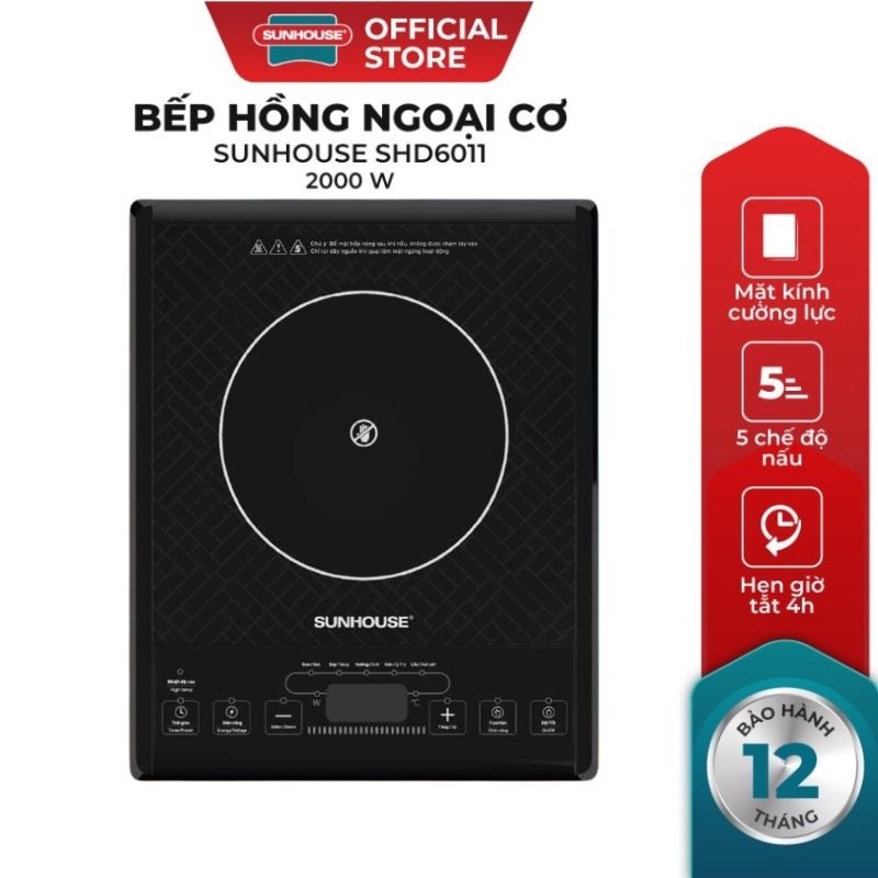 Bếp hồng ngoại cơ Sunhouse SHD6011, Công suất 200W, Điều khiển phím bấm ...