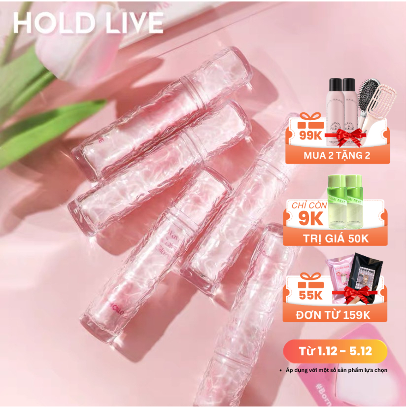 Son kem đá băng trong suốt HOLD LIVE căng mọng bền màu Small Powder Gauze Fog Point Lip Glaze ...