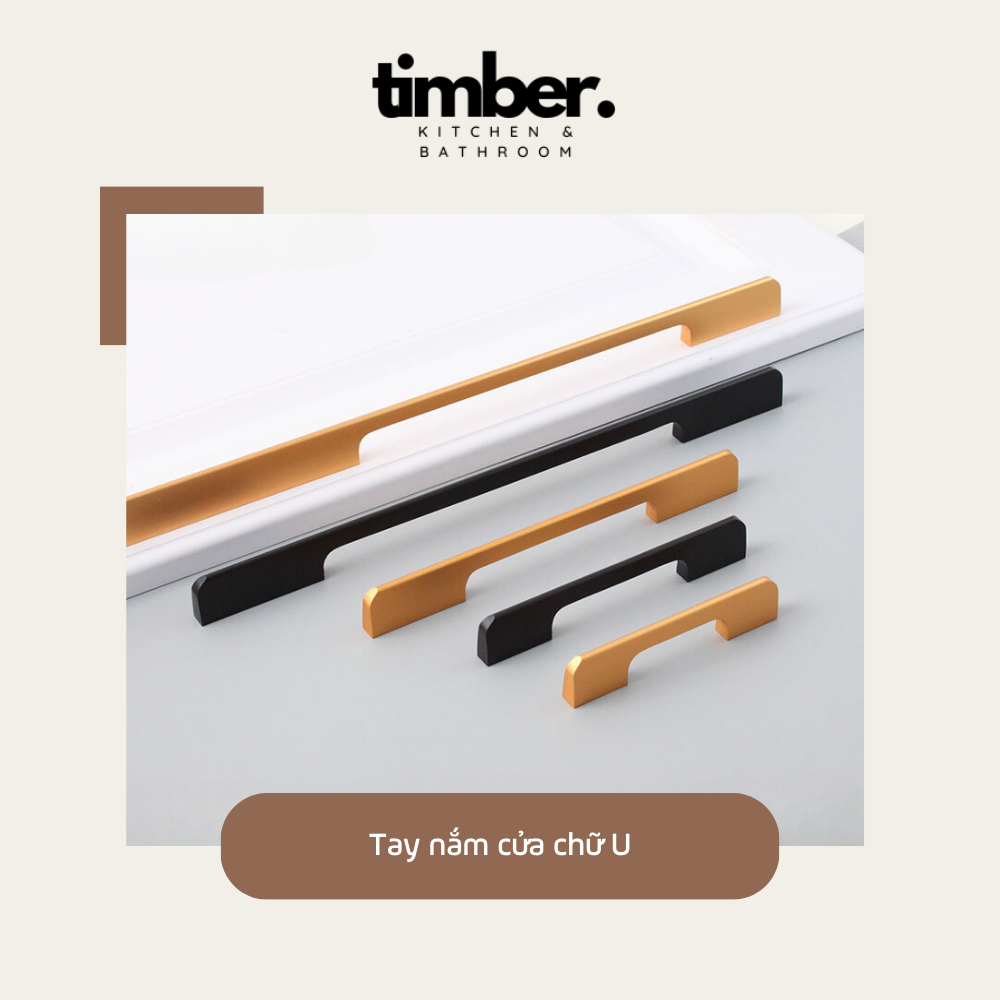 Tay nắm cửa TIMBER tay nắm ngăn kéo chữ U màu đen, vàng hồng | Shopee ...