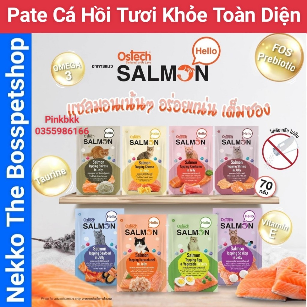 Pate Cá Hồi Tươi Ostech Khỏe Toàn Diện ⚡ NỘI ĐỊA THÁI ⚡pate Mèo 70g ...