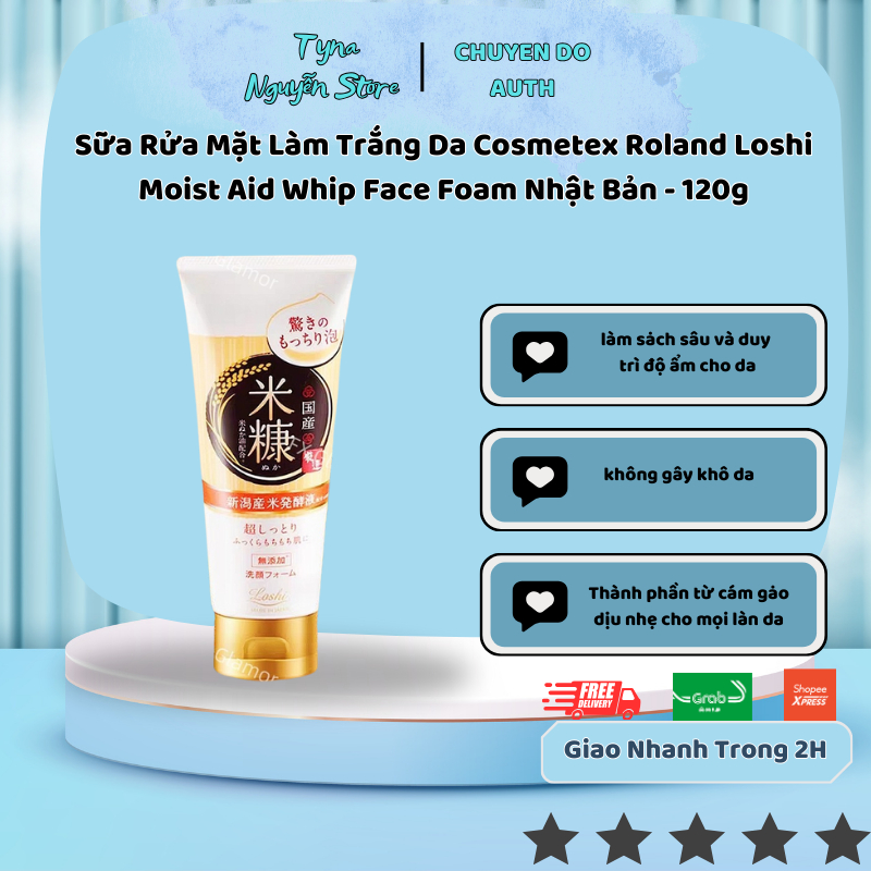 Sữa Rửa Mặt Làm Trắng Da Cosmetex Roland Loshi Moist Aid Whip Face Foam ...