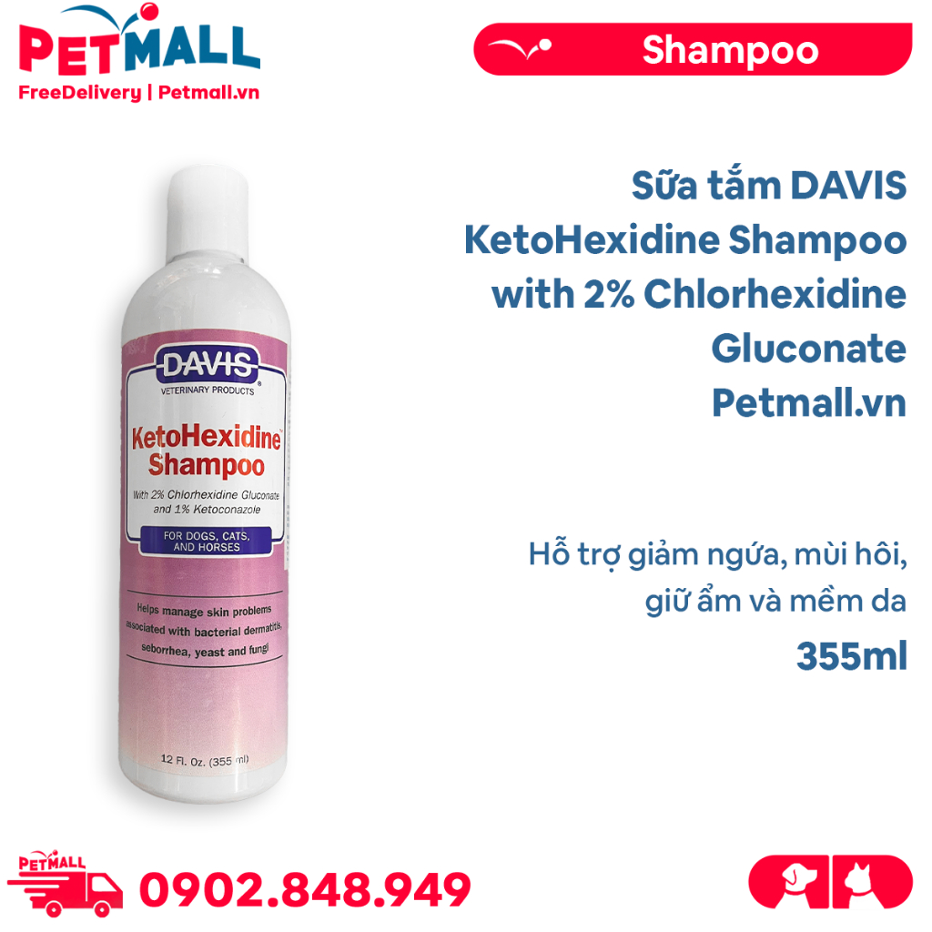 Sữa tắm DAVIS KetoHexidine Shampoo with 2% Chlorhexidine Gluconate ...