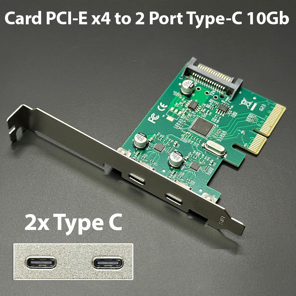 Card PCIe X4 mở rộng 2 Port USB Type C 10Gb tốc độ cao cho HDD Box ...
