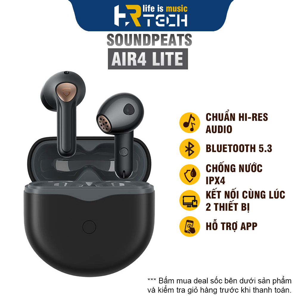 Tai Nghe Không Dây True Wireless Soundpeats Air4 Lite Bluetooth 5.3 Low Latency HiRes Audio LDAC ...