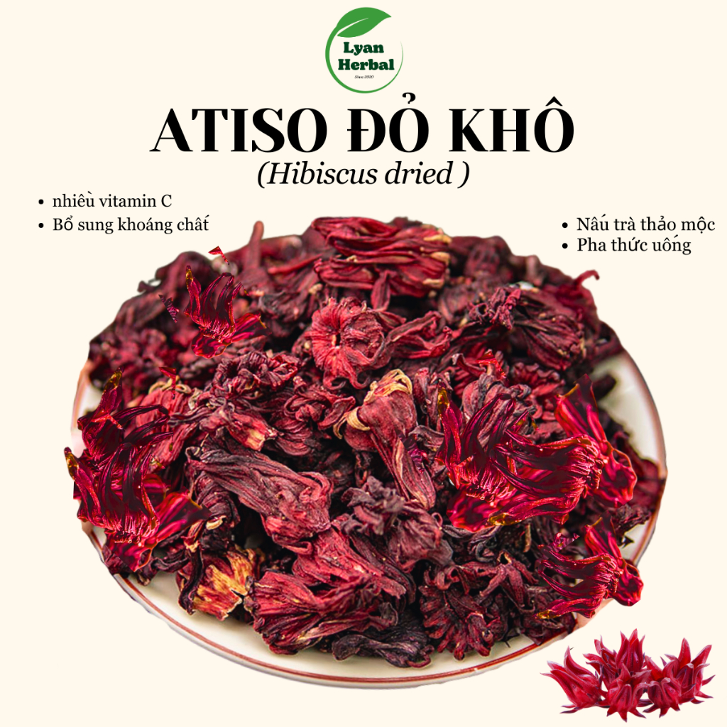 Hoa atiso đỏ khô, hoa bụt dấm chua (hibiscus tea) làm trà thảo mộc giúp ...
