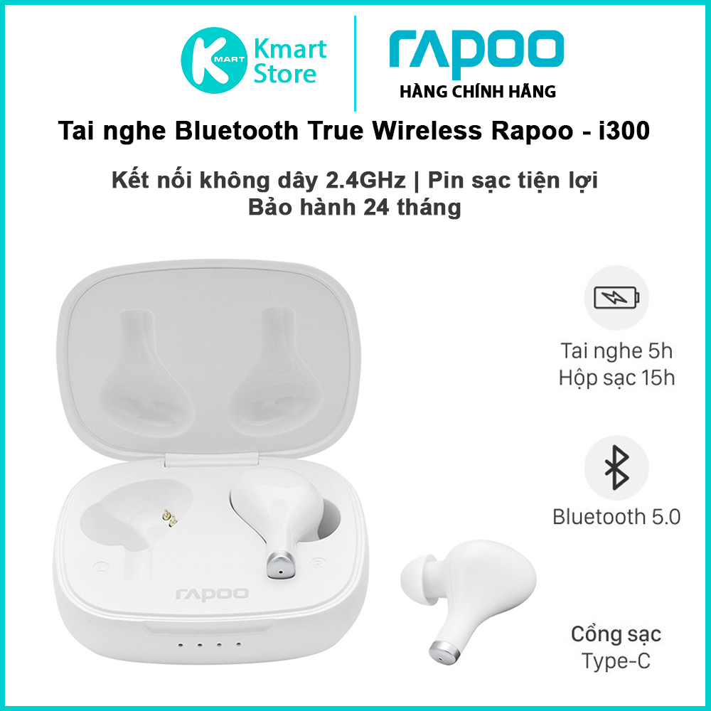 Tai nghe Bluetooth Rapoo i300 | Kết nối Bluetooth 5.0 , cổng sạc Type-C ...