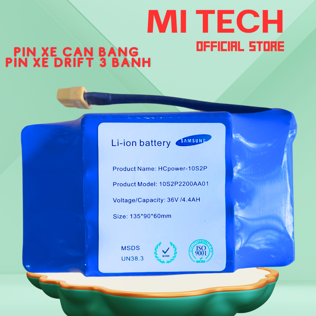 Pin xe điện cân bằng SAMSUNG 36V-4400mAh Mitech, Pin xe drift 3 bánh ...