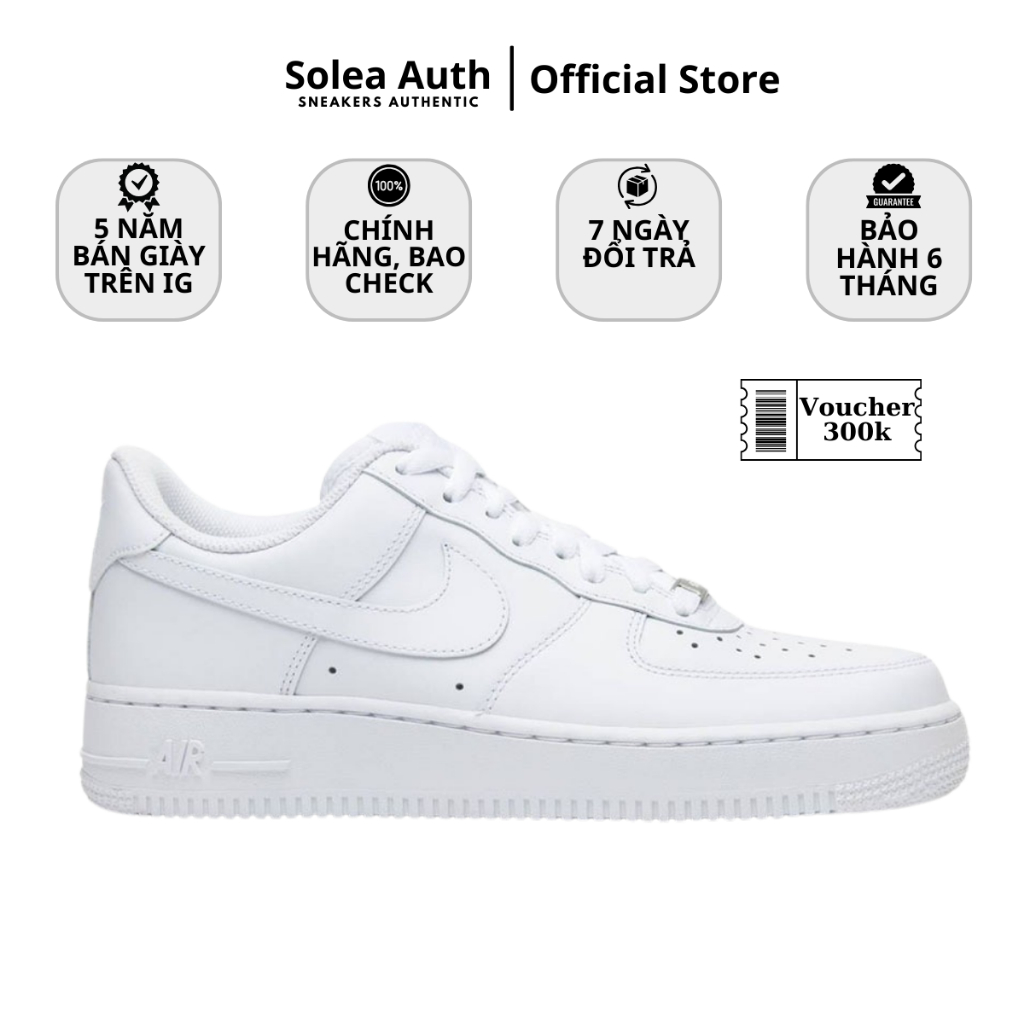 Giày Air Force 1 all white chính hãng cho nam nữ, AF1 all white real ...