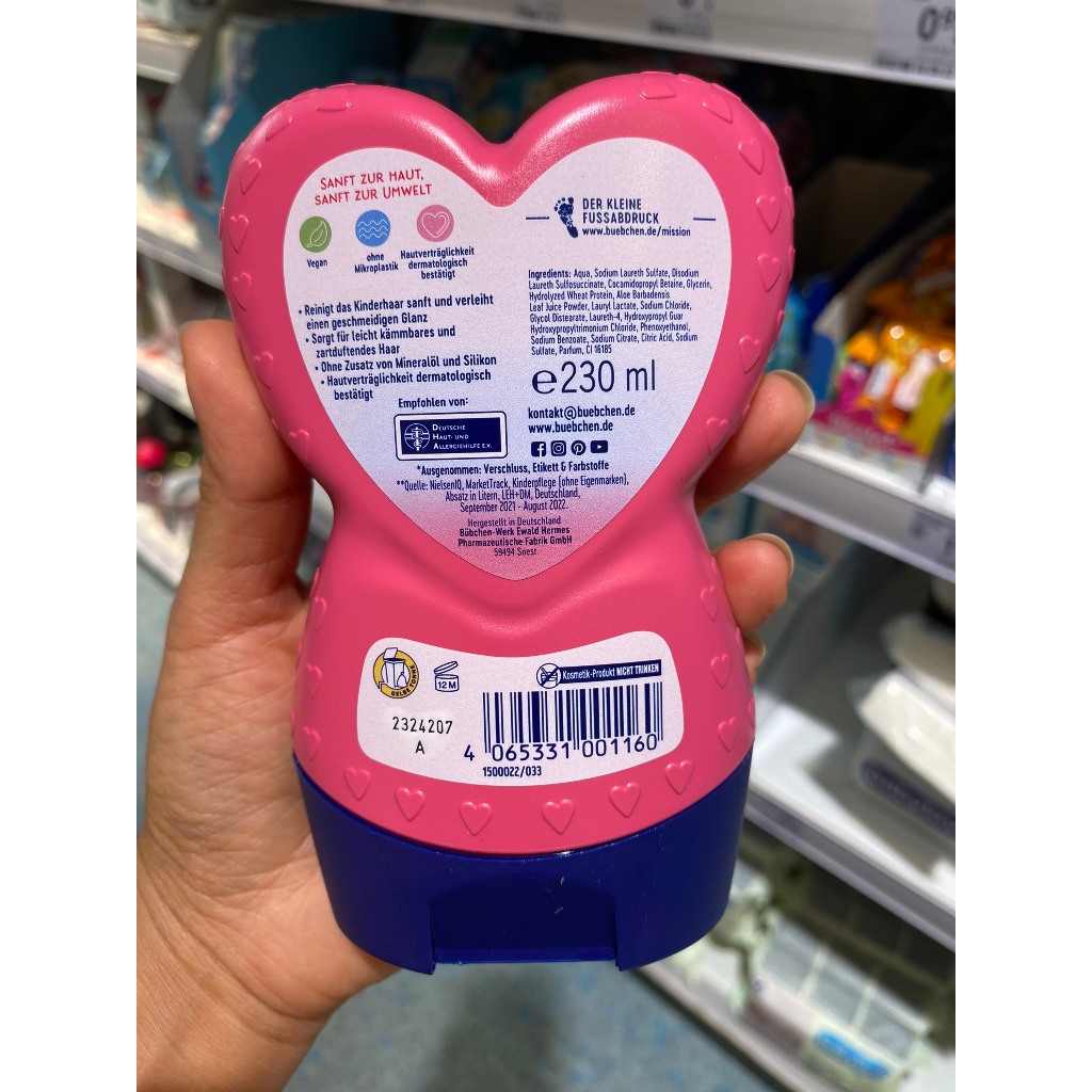 Dầu gội xả Bubchen 2in1 dung tích lớn 230ml hình trái tim cho bé gái | Shopee Việt Nam