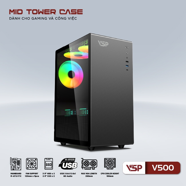 Vỏ Case Máy Tính VSP V500 - Hàng Chính Hãng | Shopee Việt Nam