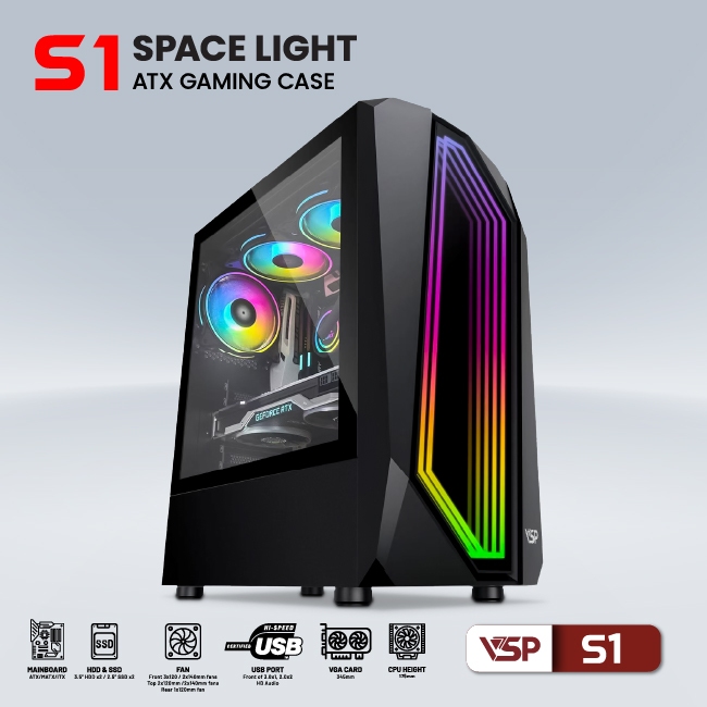 Vỏ Case Máy Tính VSP Gaming S1 LED ARGB - Hàng Chính Hãng | Shopee Việt Nam