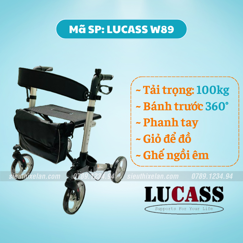 Khung Tập Đi Có Ghế Ngồi Lucass W89 | Xe Đẩy Tập Đi Cho Người Già Bánh ...