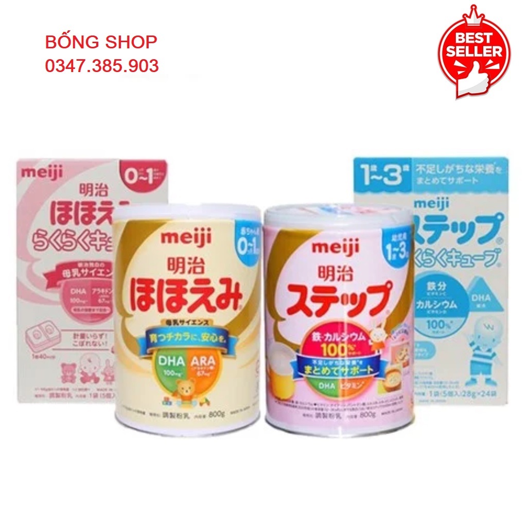 Sữa Meiji Nội Địa Nhật Lon, Thanh Số 0 & Số 9 , 0-1 & 1-3 , Meiji HP , Sữa Công Thức Hộp 800g ...