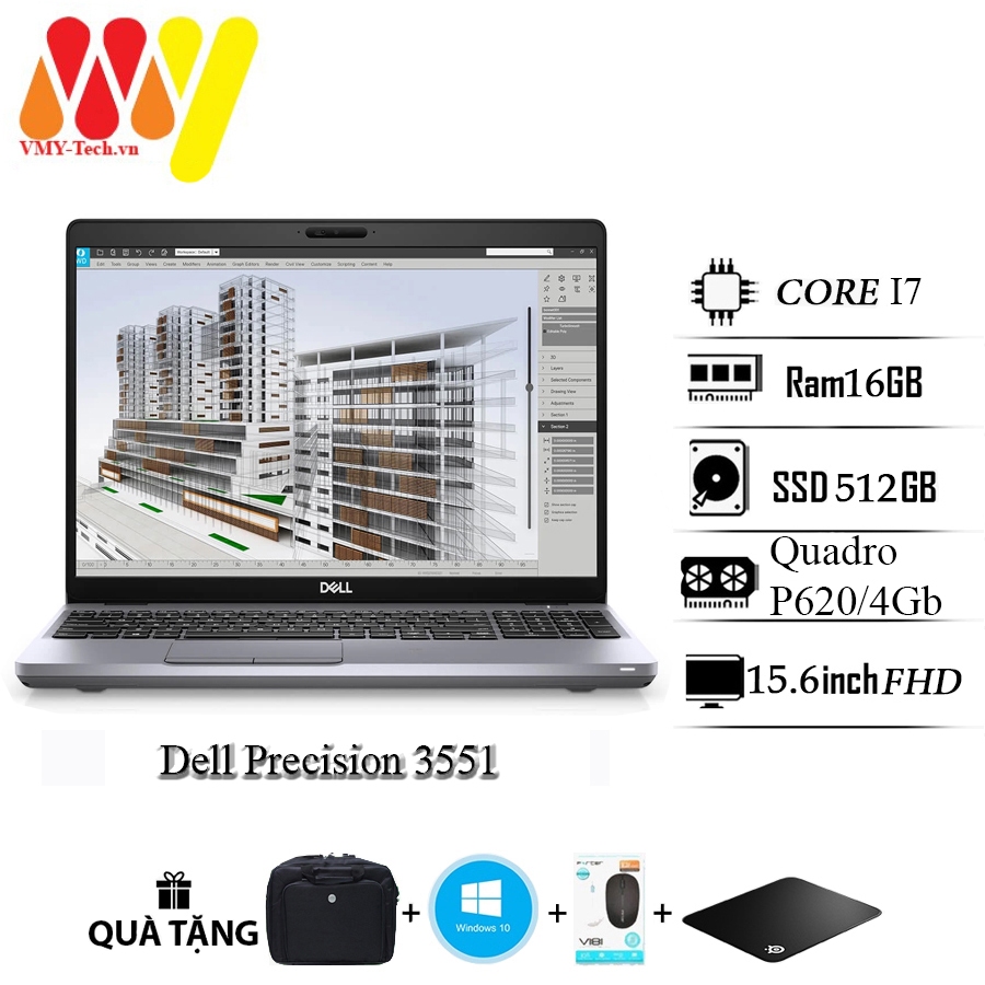 Laptop Dell Precision 3551 cấu hình siêu khủng, Core i7/10850H, Ram ...
