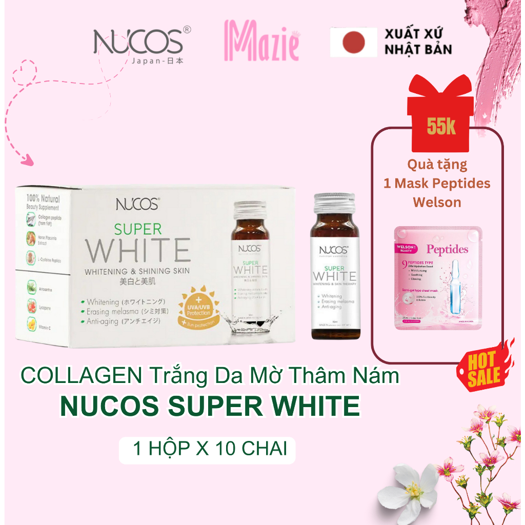 Nucos Super White - Nước Uống Collagen Dưỡng Da Trắng Sáng (50ml x 10 ...