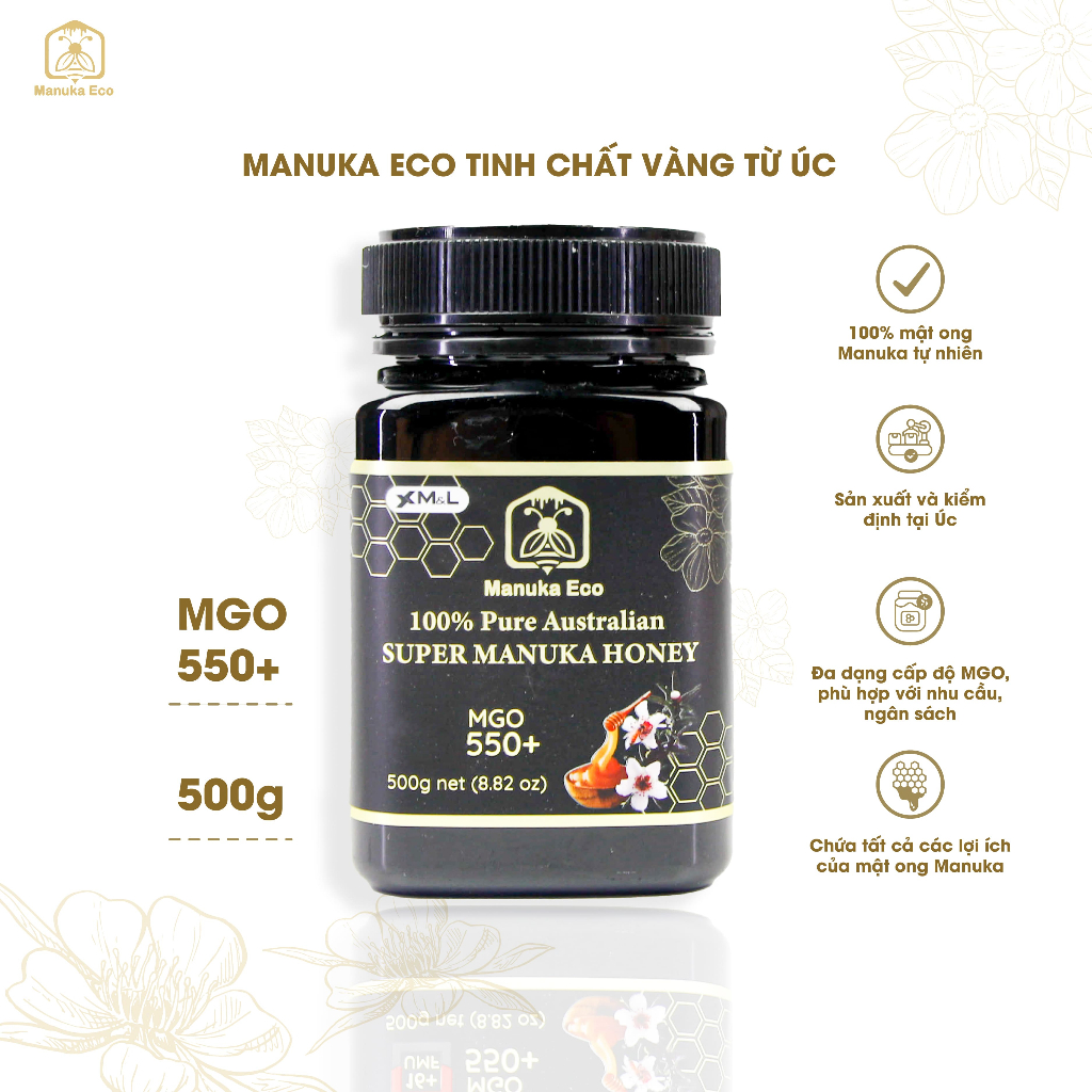 Mật Ong Manuka Úc MGO 550+ 100% nguyên chất tự nhiên giúp tăng sức đề kháng, hỗ trợ hệ tiêu hóa ...